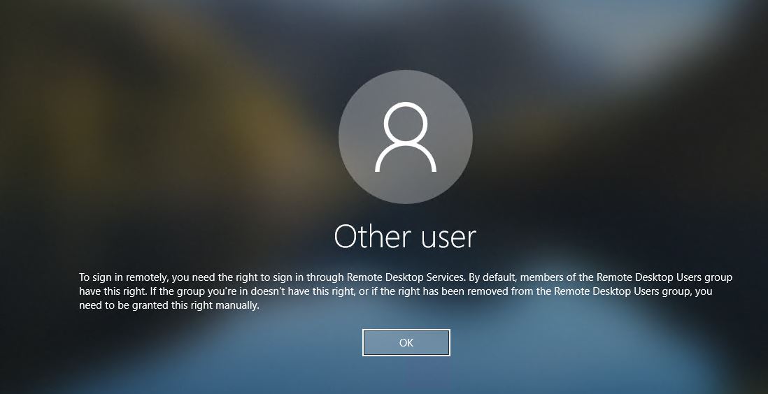 Win10 1909 Enterprise - cant log on via RDP with any local accounts ...