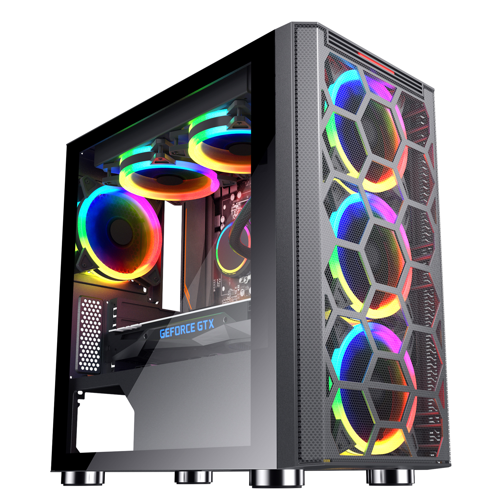 ESGAMING Over-size Micro ATX Gaming Case with Sliding Tempered Glass ...