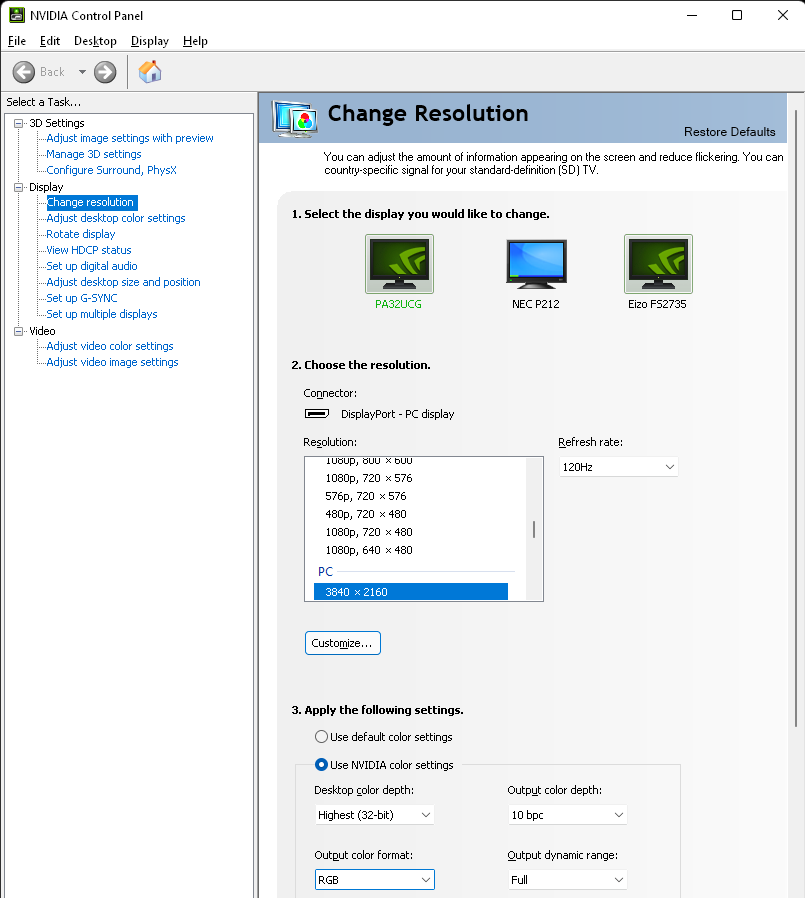 Asus PA32UCG issue with 1080Ti DP1.4? Can't get 12bit Full 4K 120Hz ...