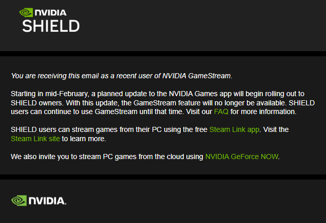 Nvidia killing GameStream on SHIELD TV, says "use Steam Link instead k thanks bye" | [H]ard|Forum
