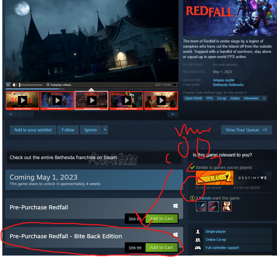 SOLD: $45 Redfall: Bite Back Edition PC (Steam Code) | [H]ard|Forum