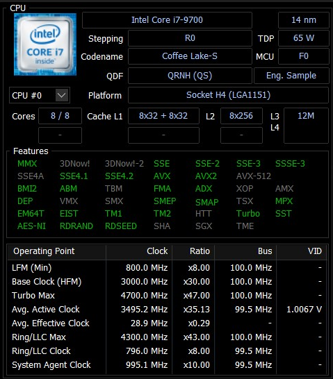 FS: Intel Core i7-9700 QRNH QS CPU - Identifies as retail. 3.0Ghz Base ...