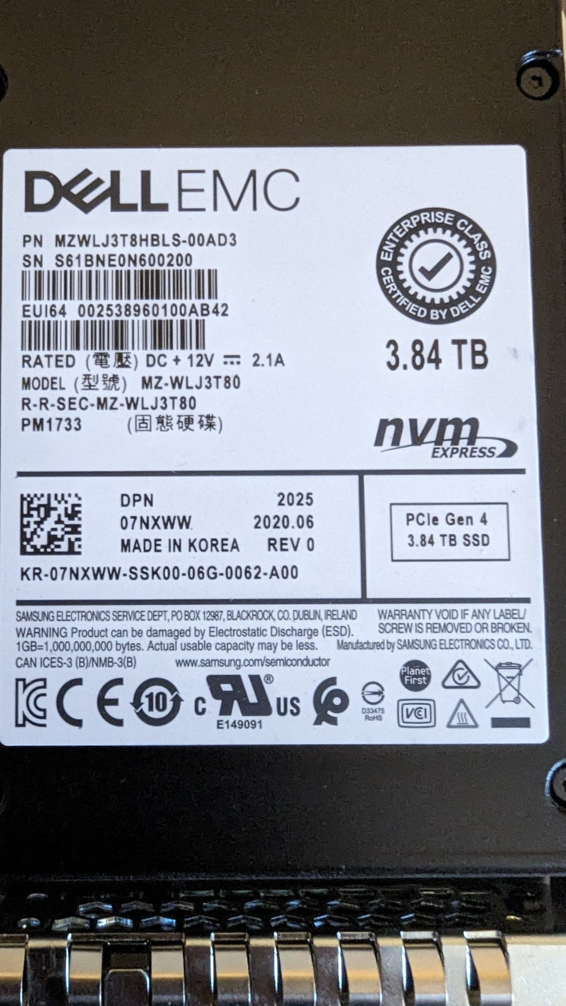 SOLD - FS: 2x Dell EMC 3.84TB U.2 NVMe SSD | [H]ard|Forum
