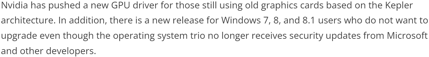 Nvidia releases new drivers for unsupported graphics cards and Windows ...