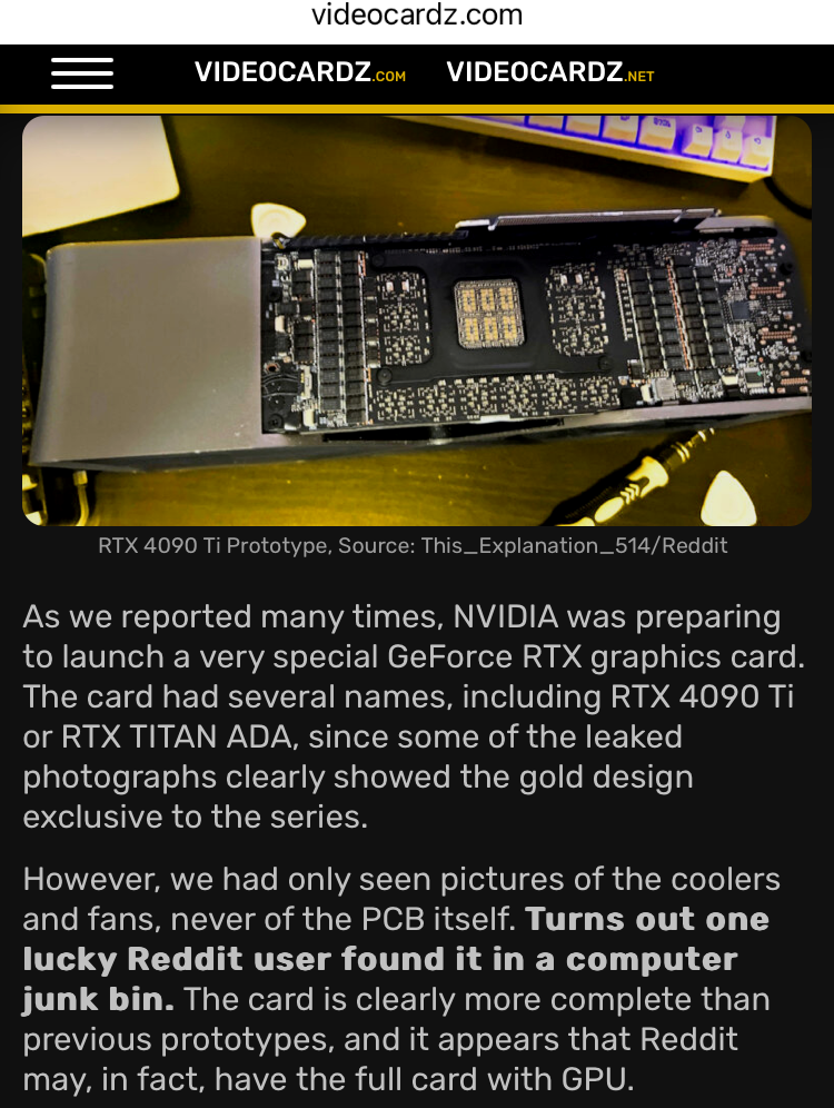 Prototype GeForce RTX 4090 Ti GPU has been found in computer junk bin ...
